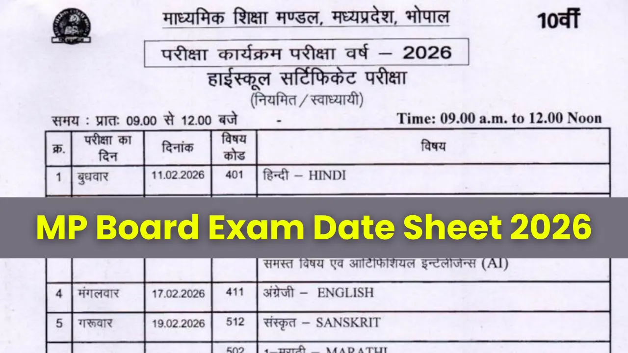 MP Board Exam Date Sheet 2026 Released, Check Class 10 And 12 Full ...