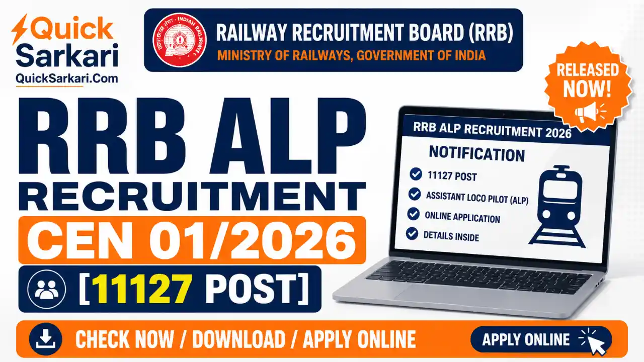 Railway RRB ALP Recruitment CEN 01/2026 [11127 Post] Notification OUT ...