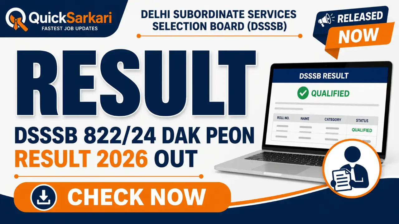 DSSSB 822/24 Dak Peon Result 2026 Out: Check Cut Off, Marks & Interview ...