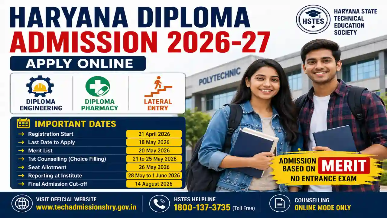 Haryana Diploma Admission 2026-27: Polytechnic, Pharmacy, And Lateral ...