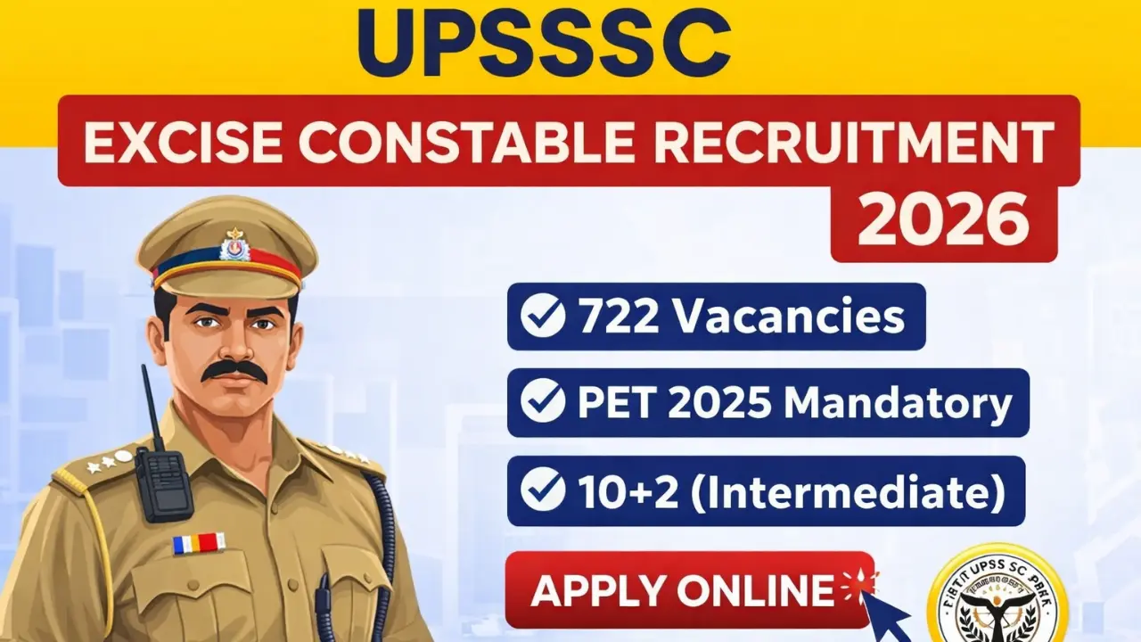 UPSSSC Excise Constable Recruitment 2026 Notification OUT For 722 Posts ...