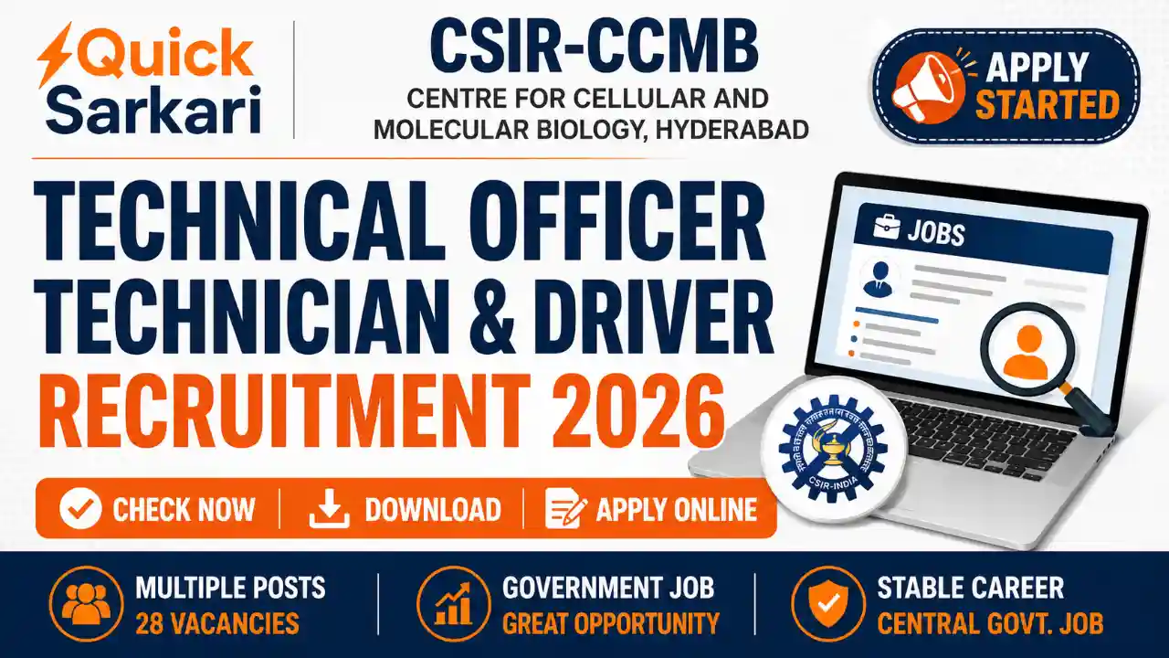 CSIR CCMB Recruitment 2026 Notification: Apply Online For Technical ...