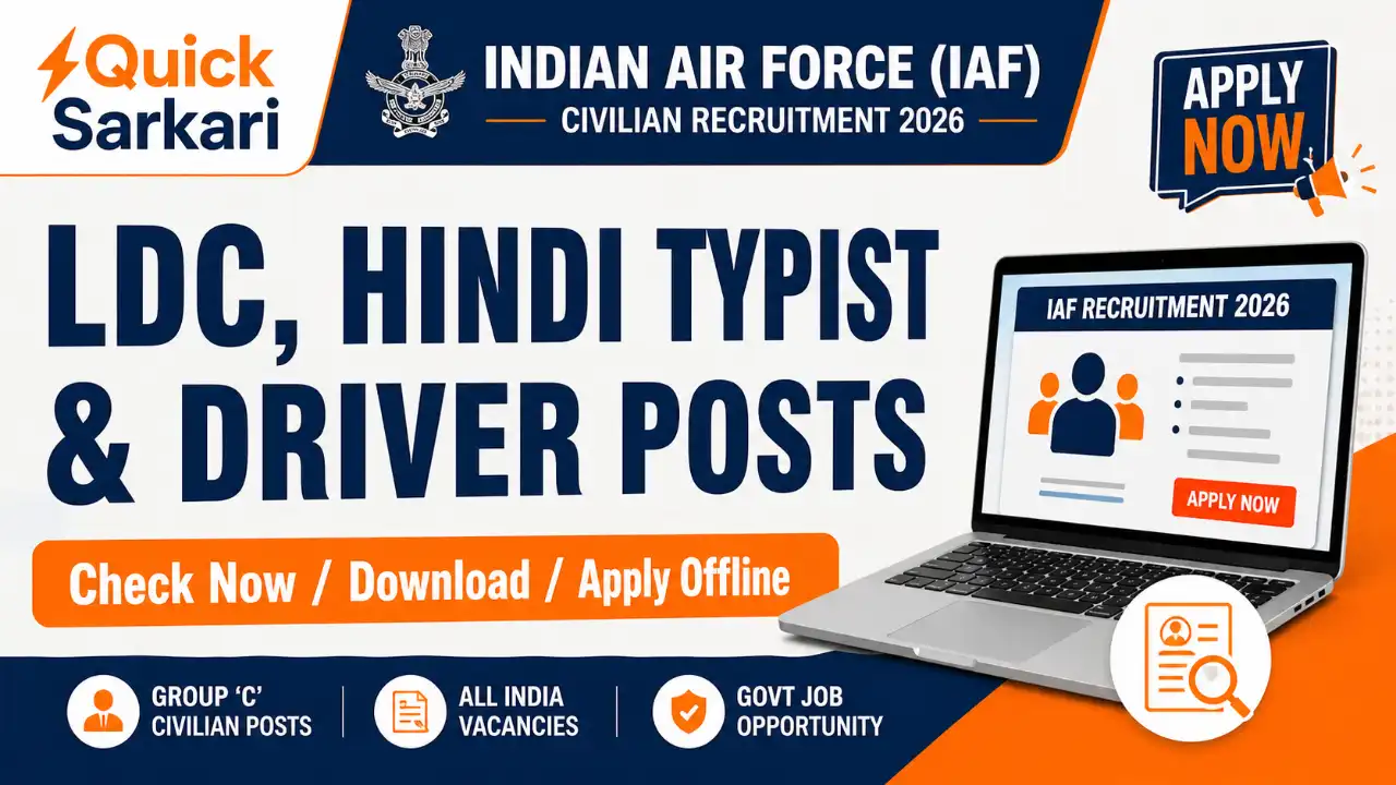 Indian Air Force (IAF) Civilian Recruitment 2026 Notification OUT For ...