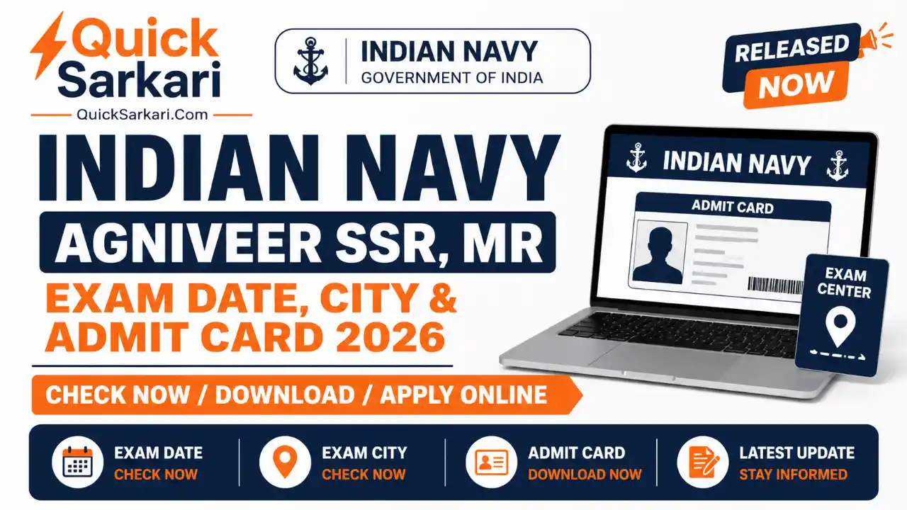 Indian Navy Agniveer SSR MR Exam Date, Admit Card 2026: Exam City ...