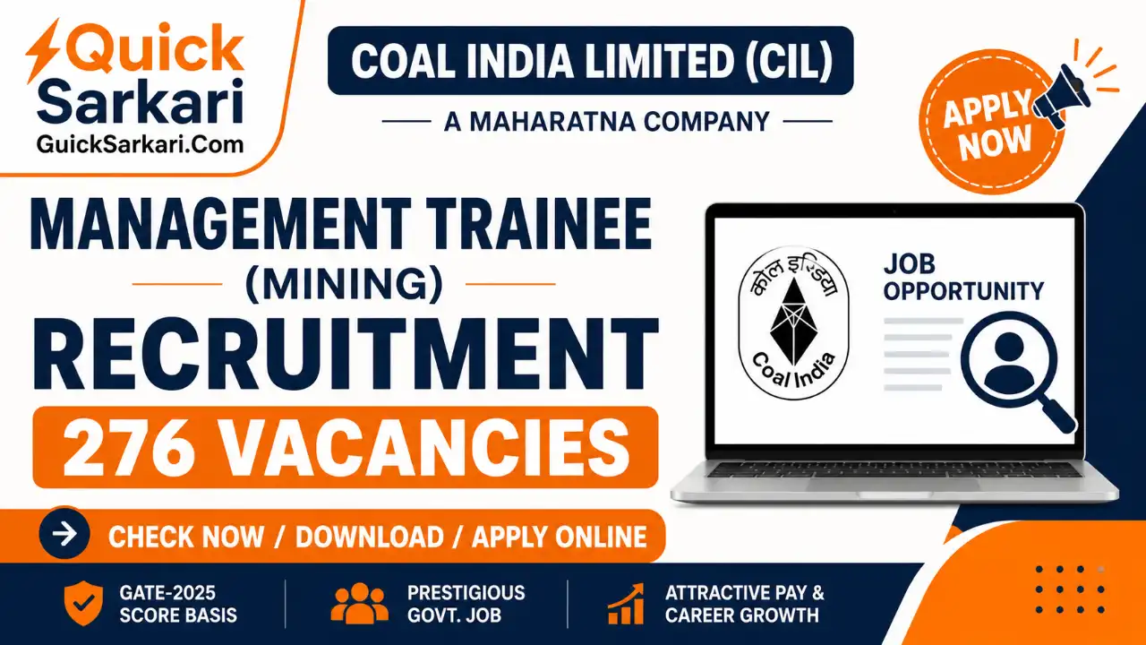 Coal India MT Mining Recruitment 2026 Through GATE 2025 Notification ...