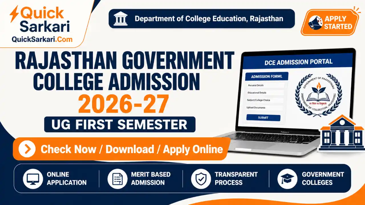 DCE Rajasthan Govt College UG Admission 2026-27: First Semester Full ...