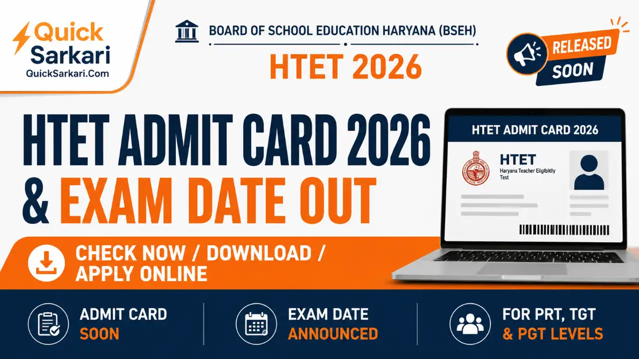 HTET Admit Card 2026 Download Link For Haryana Teacher Eligibility Test ...