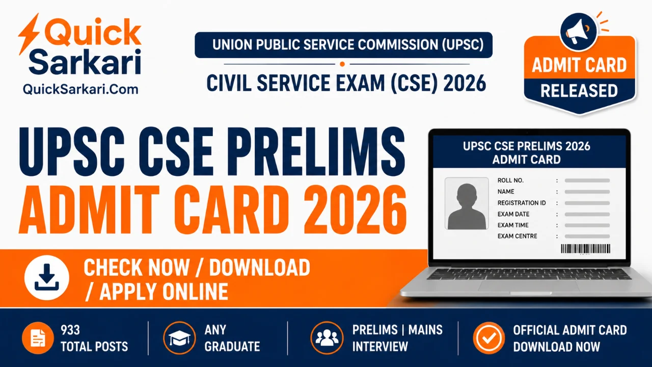 UPSC Prelims Admit Card 2026 Civil Services Exam (CSE) Out, Download ...