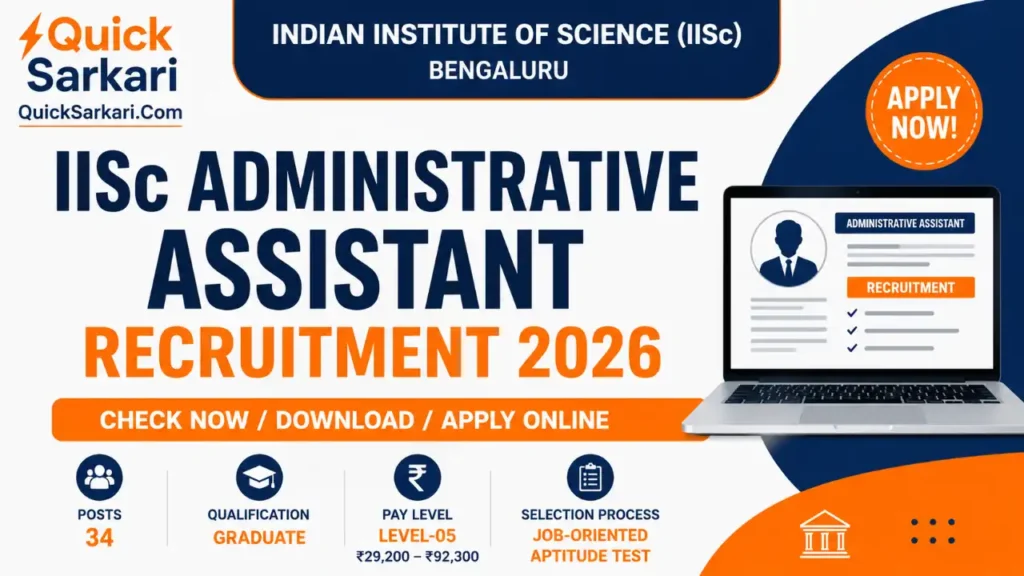 IISc Administrative Assistant Recruitment 2026 Notification Out For 34 ...